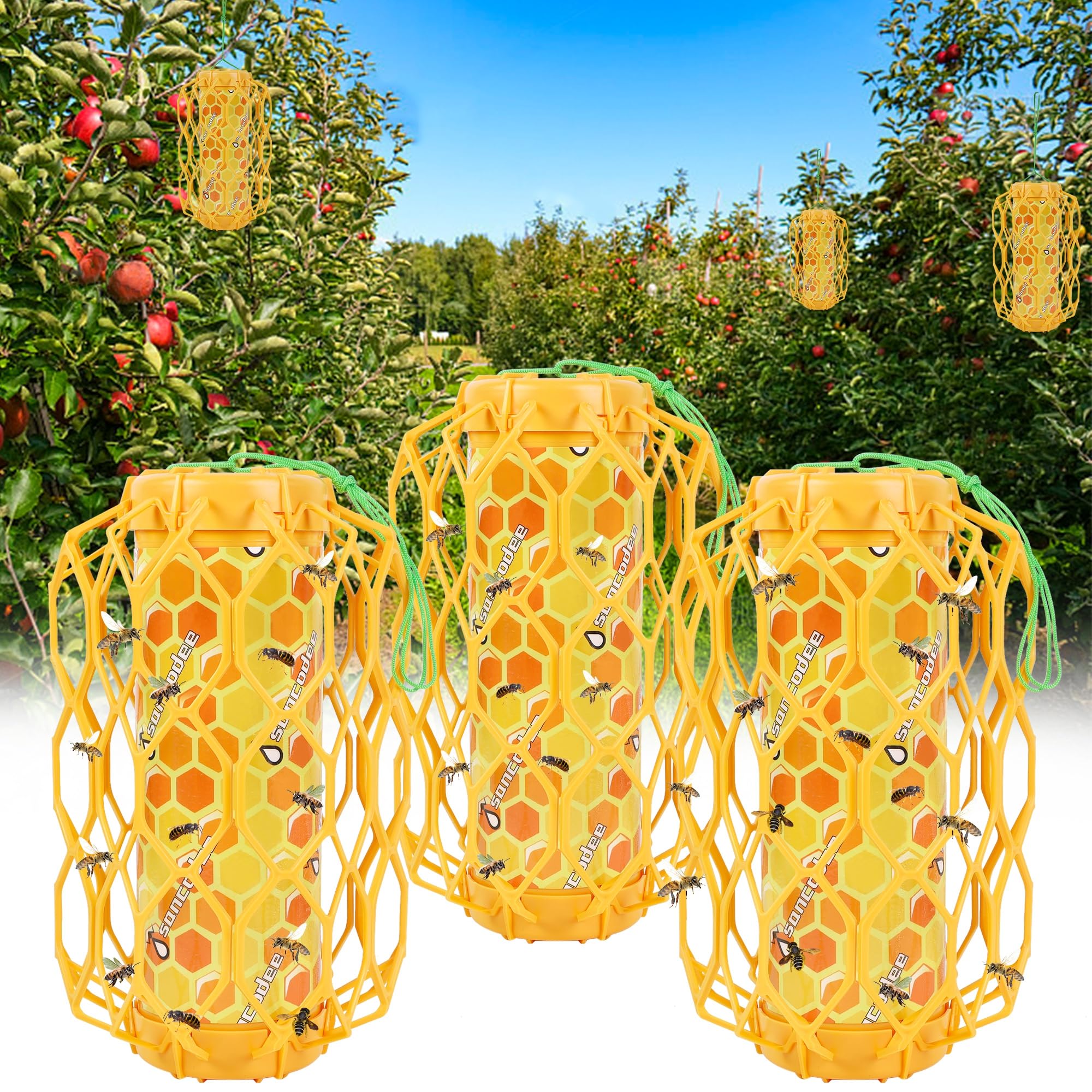 Sancodee 3 Pack Upgraded Wasp Trap Outdoor Hanging, Carpenter Bee and ...