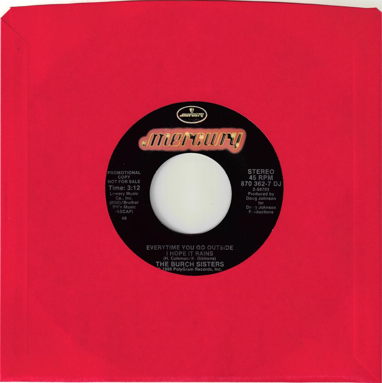 BURCH SISTERS, THE - BURCH SISTERS, THE / Everytime You Go Outsise I ...