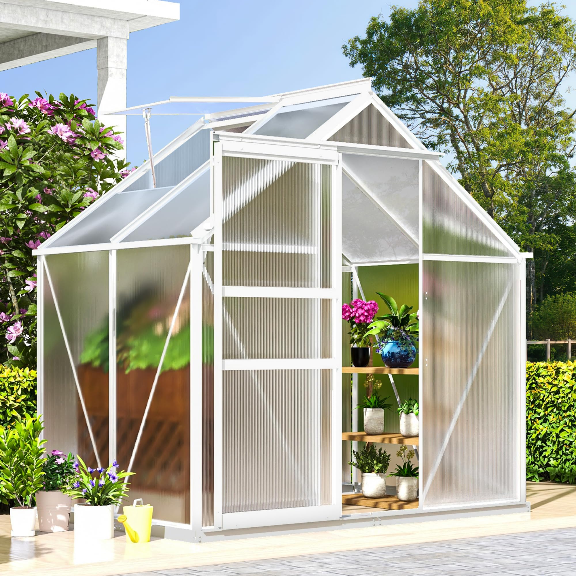 DWVO 6x4FT Polycarbonate Greenhouse Heavy Duty Green Houses Outdoor ...