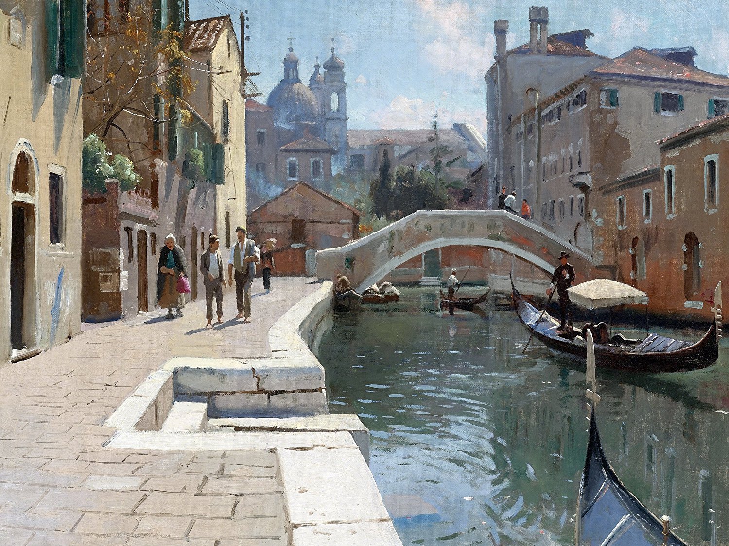 CANAL IN VENICE by P. Monsted boats Tile Mural Kitchen Backsplash ...