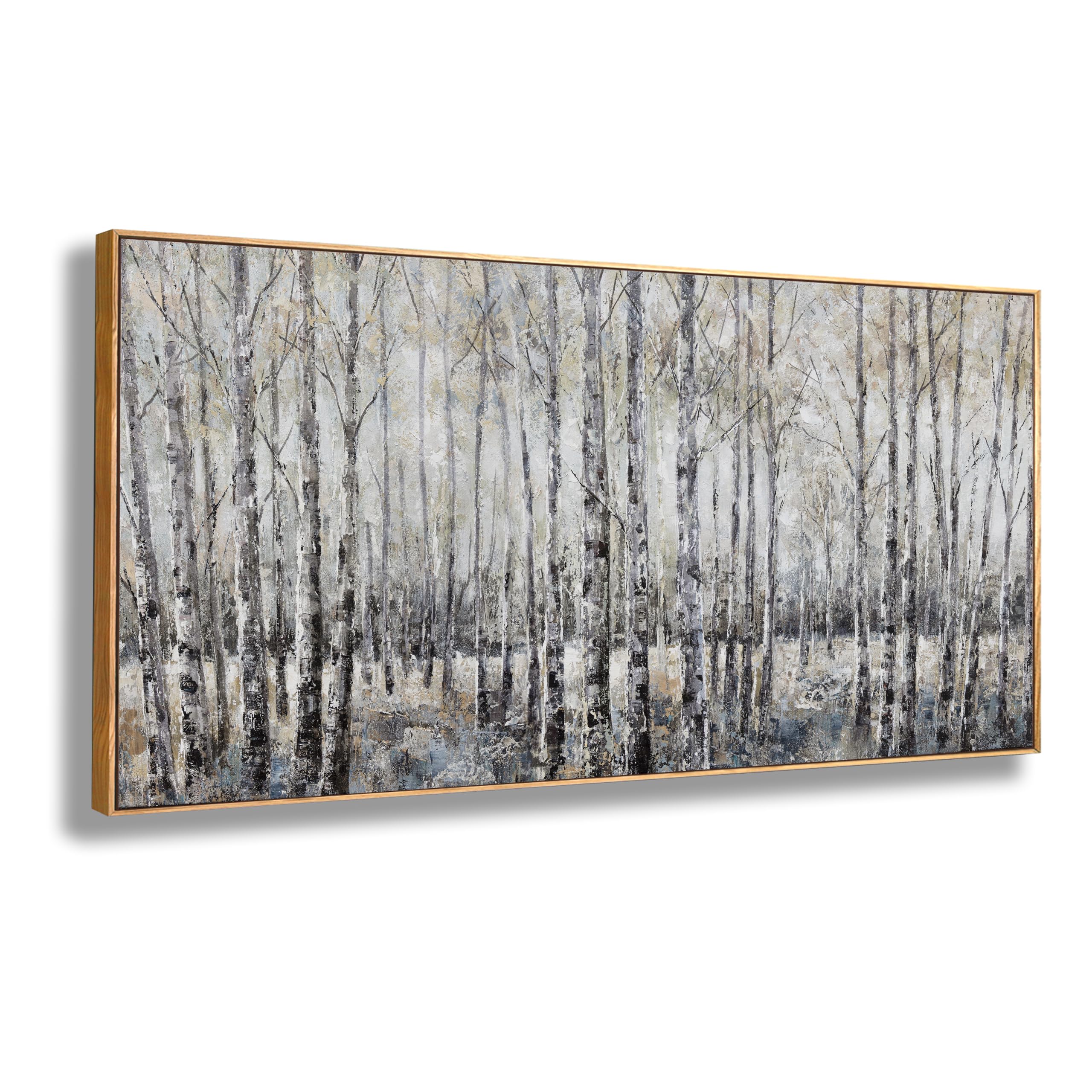 Wall Art White Birch Tree Forest Canvas Paintings Artwork Decor Framed ...