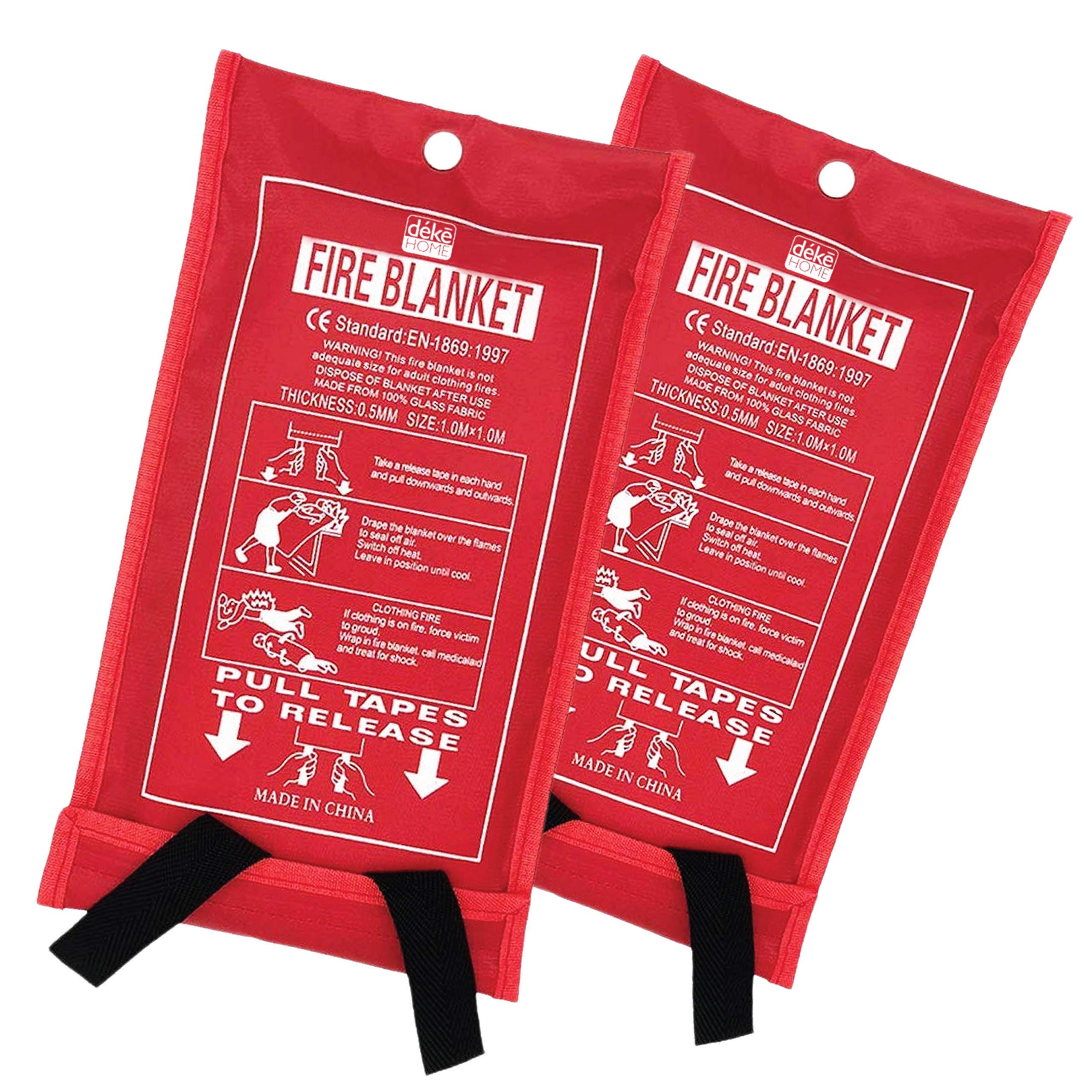 Deke Home - 2 Pack Fire Blanket, Fiberglass Emergency Fireproof Blanket ...