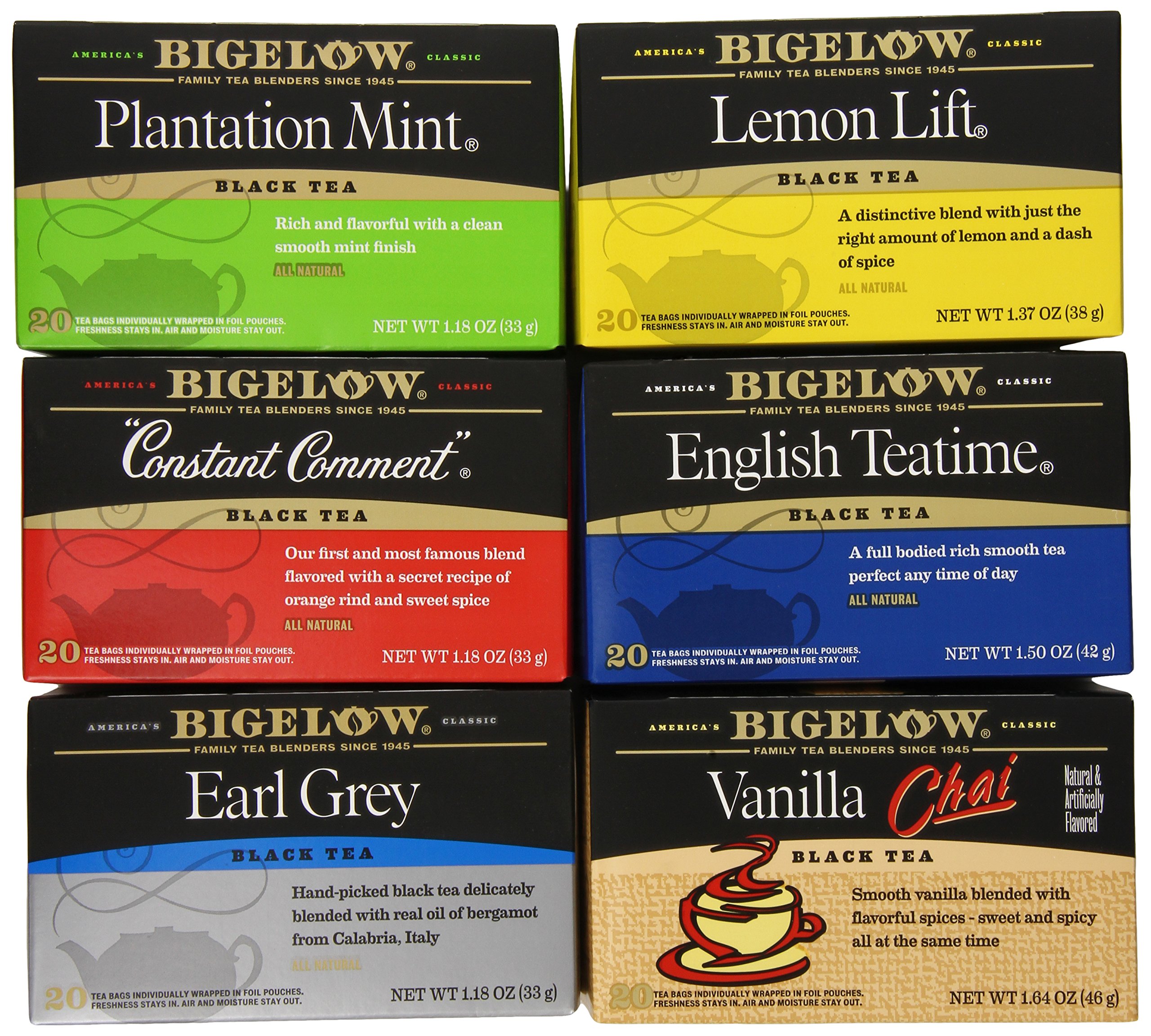 Bigelow Black Tea Variety Pack 120 Bags Caffeinated Individual Black ...
