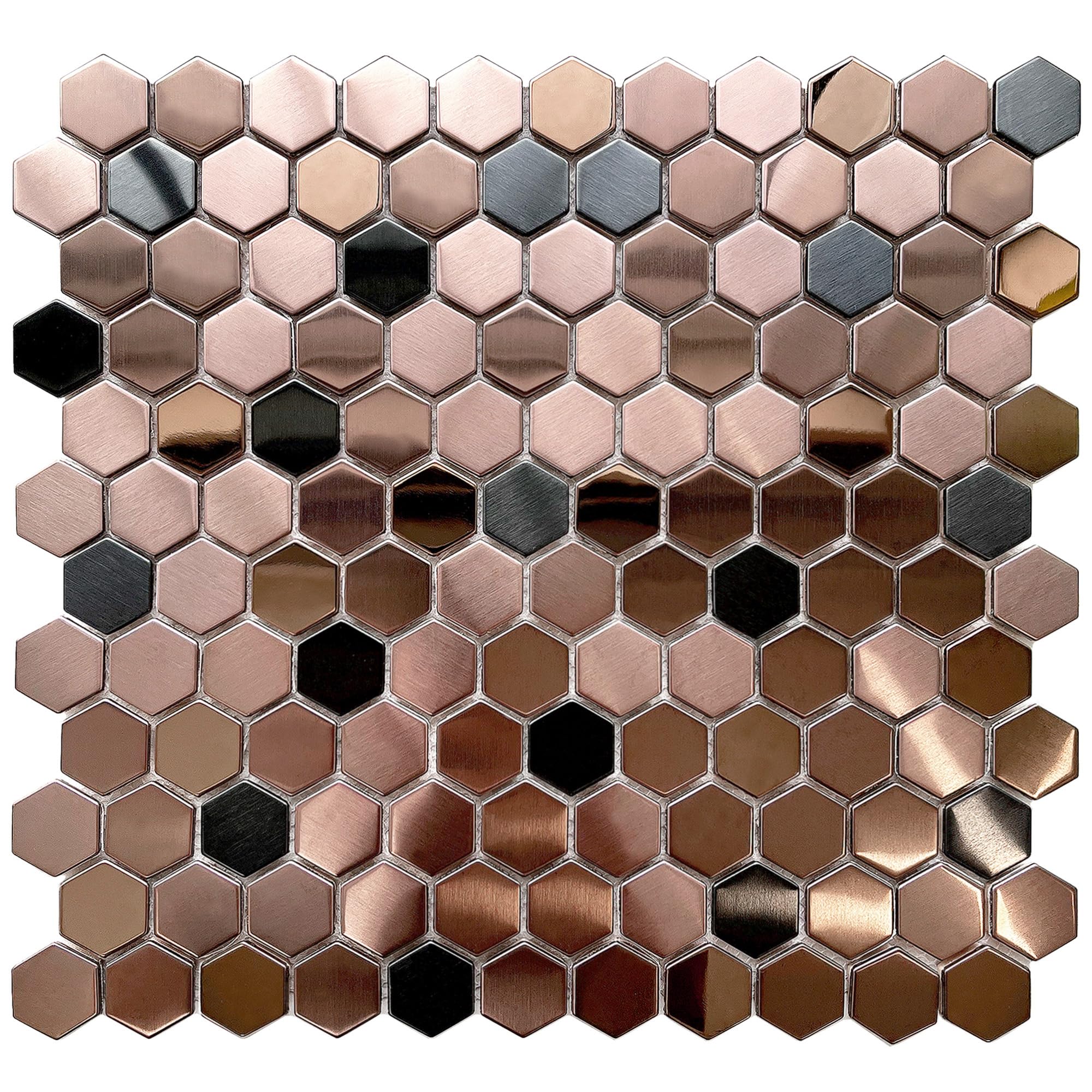 Blujellyfish Hexagon Stainless Steel Brushed Mosaic Tile Bronze Copper ...