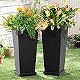 Amazon.com : FENCY Set of 2 Tall Planters for Outdoor Plants, 24 Inch ...