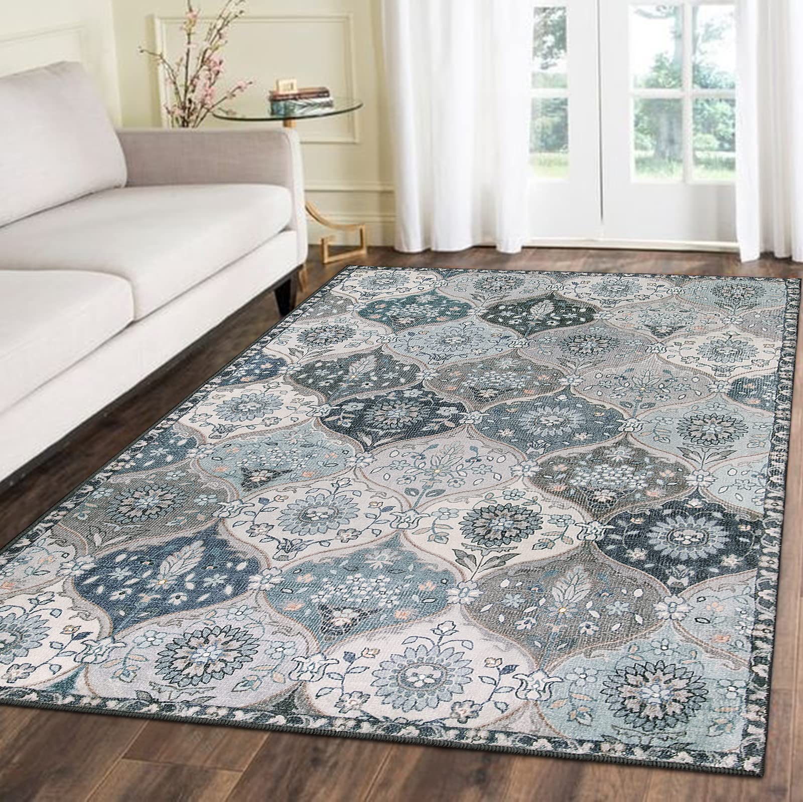 Lahome Moroccan Trellis Washable Area Rug, 5x7 Rugs for Living Room ...