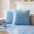 Amazon.com: Neelvin Blue Faux Fur Cozy Fluffy Double-Sided Decorative ...