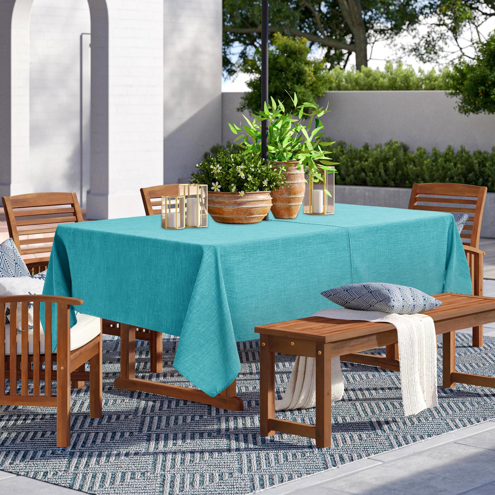 LUSHVIDA Outdoor Tablecloth with Umbrella Hole - Patio Table Cloth ...