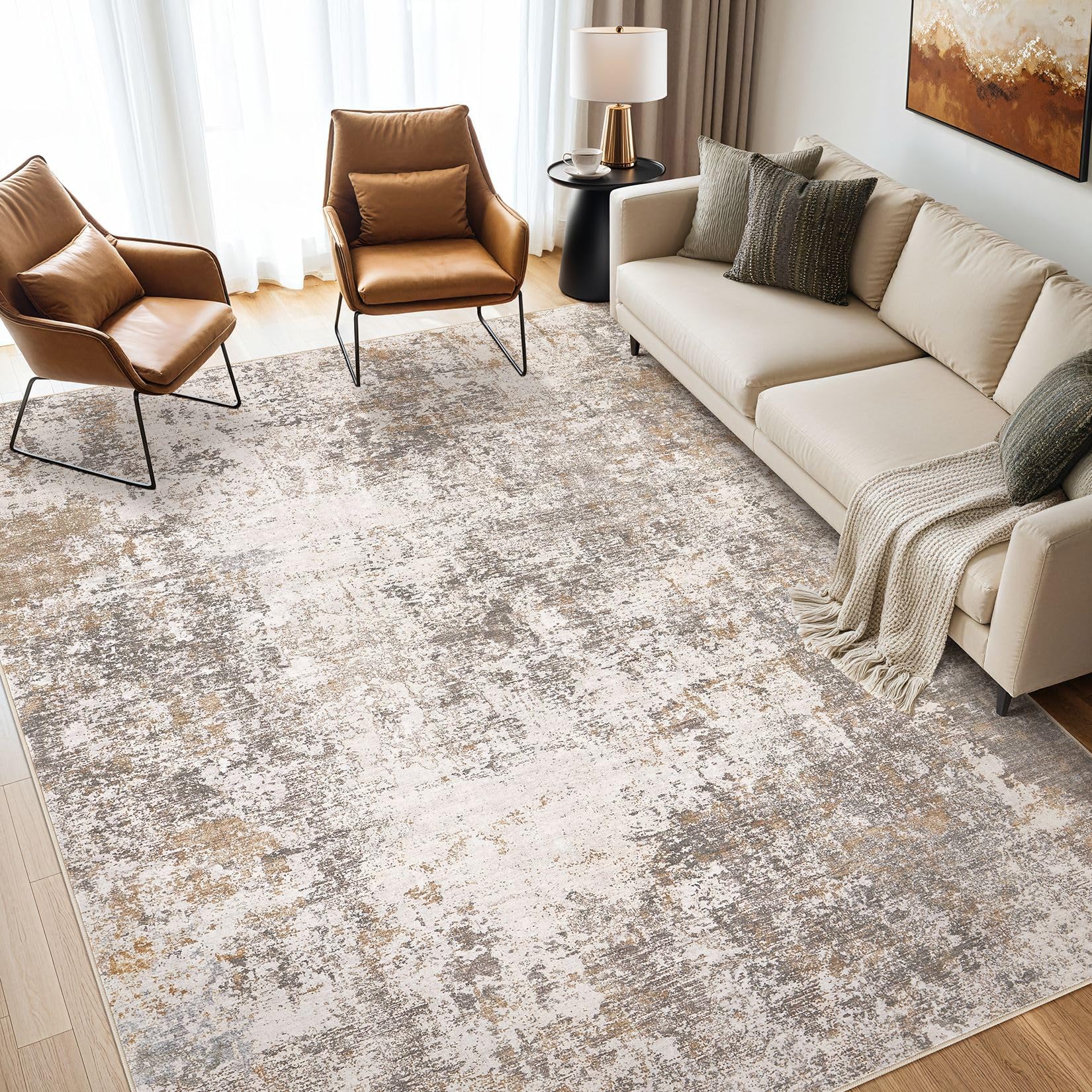 Area Rugs for Living Room: 6x9 Large Soft Washable Rug Modern Abstract ...