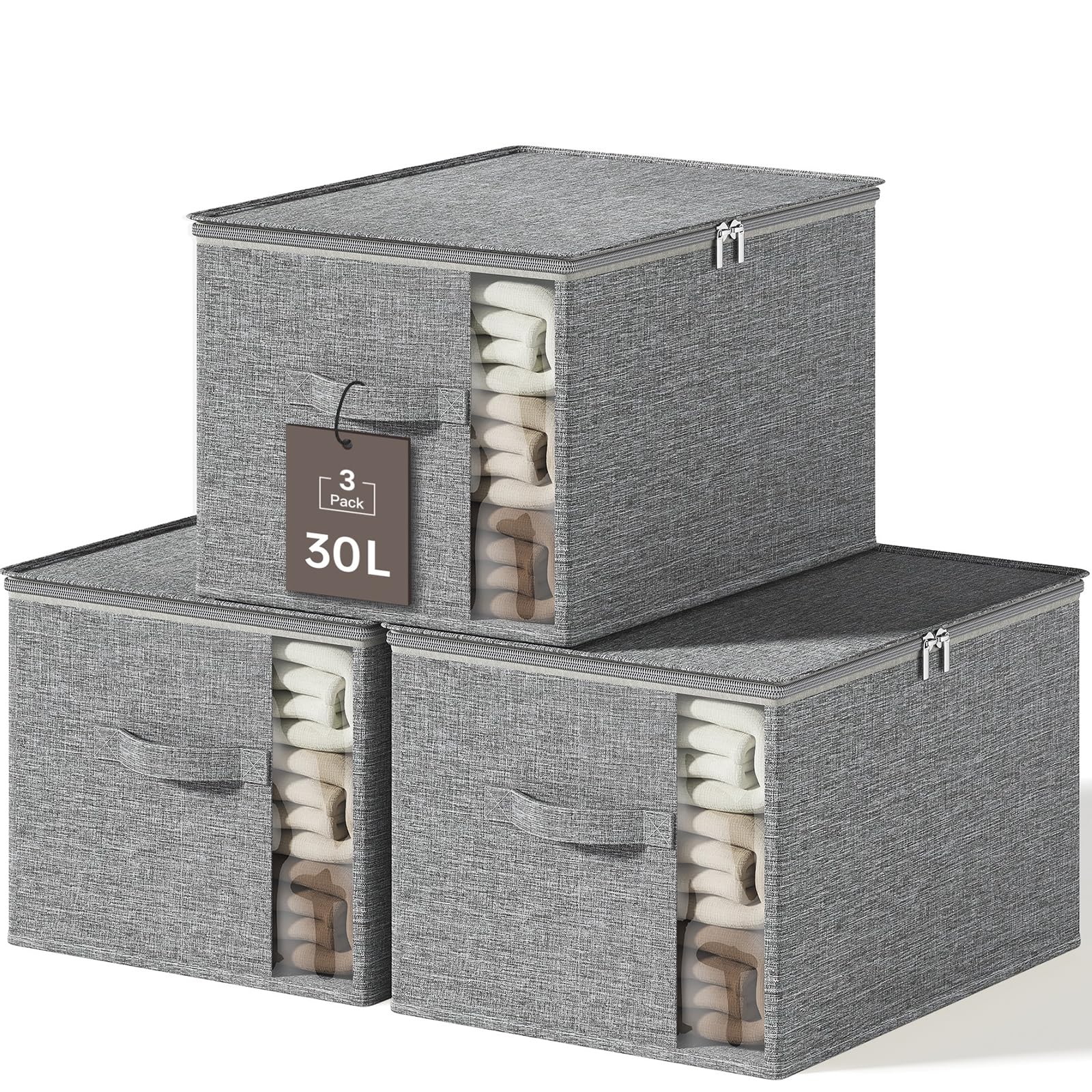 KitHero Clothes Storage Bins with Sturdy Frames, Foldable Fabric ...