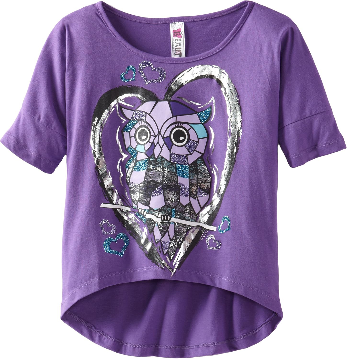 Amazon.com: Beautees Big Girls' Owl High Low Top: Fashion T Shirts ...