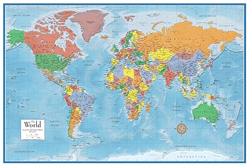 24x36 World Classic Elite Wall Map Mural Poster Laminated in Oman | Whizz