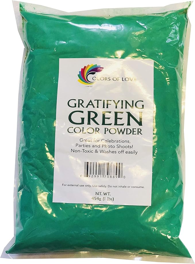 Amazon.com: Colors of Love Green Holi Color Powder - 1 Pound Bag ...