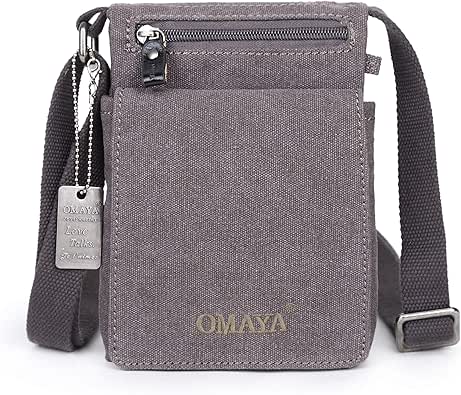 Shoulder Bag By OMAYA - Waxed Canvas Bi-Fold Multi-Pockets Cross Body ...
