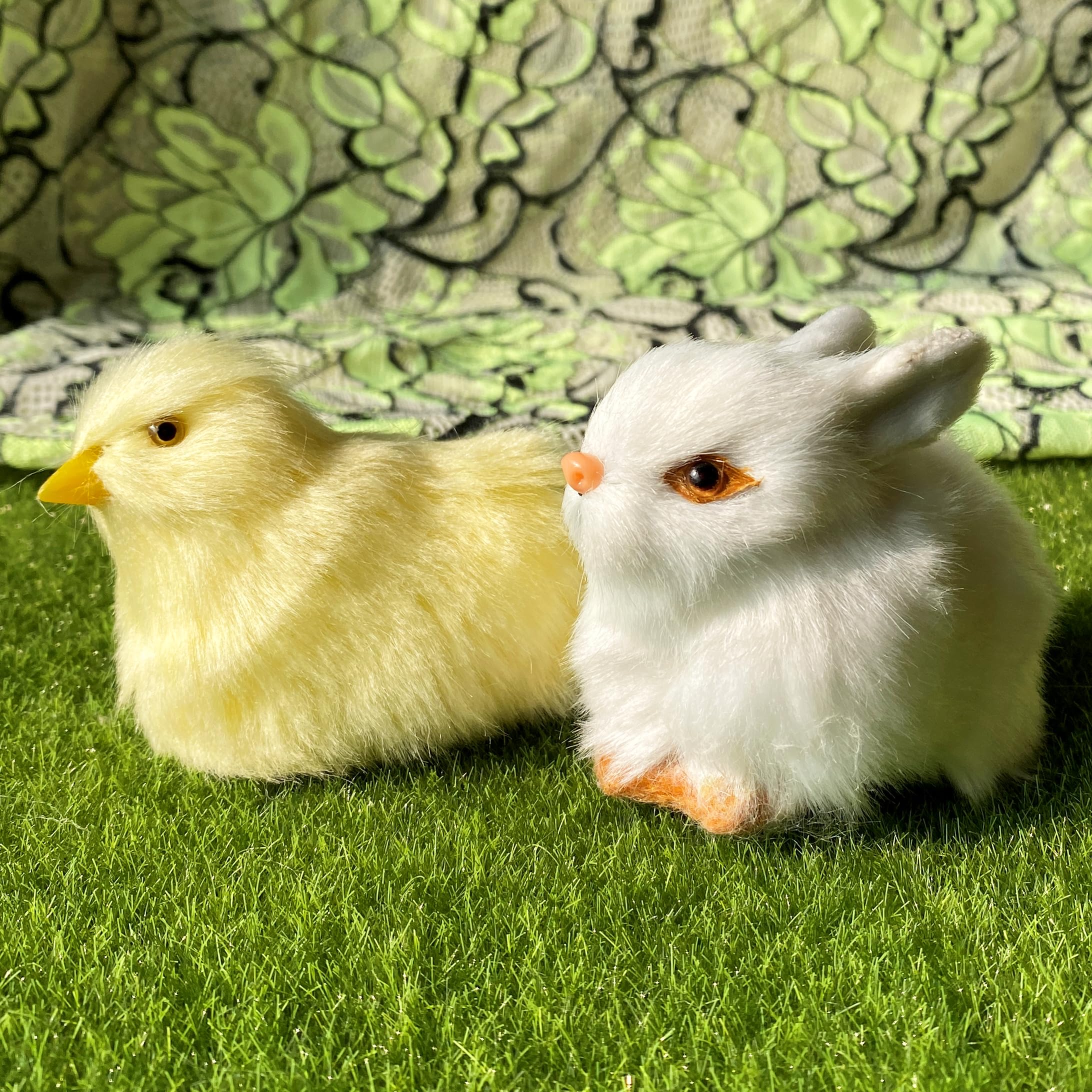 STP US Realistic Easter Bunny Baby Chick Figurines, Soft Plush White ...