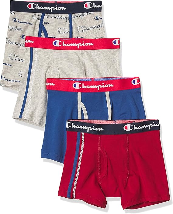 Champion Boys' Everyday Comfort Cotton Stretch Boxer Briefs 4-Pack ...
