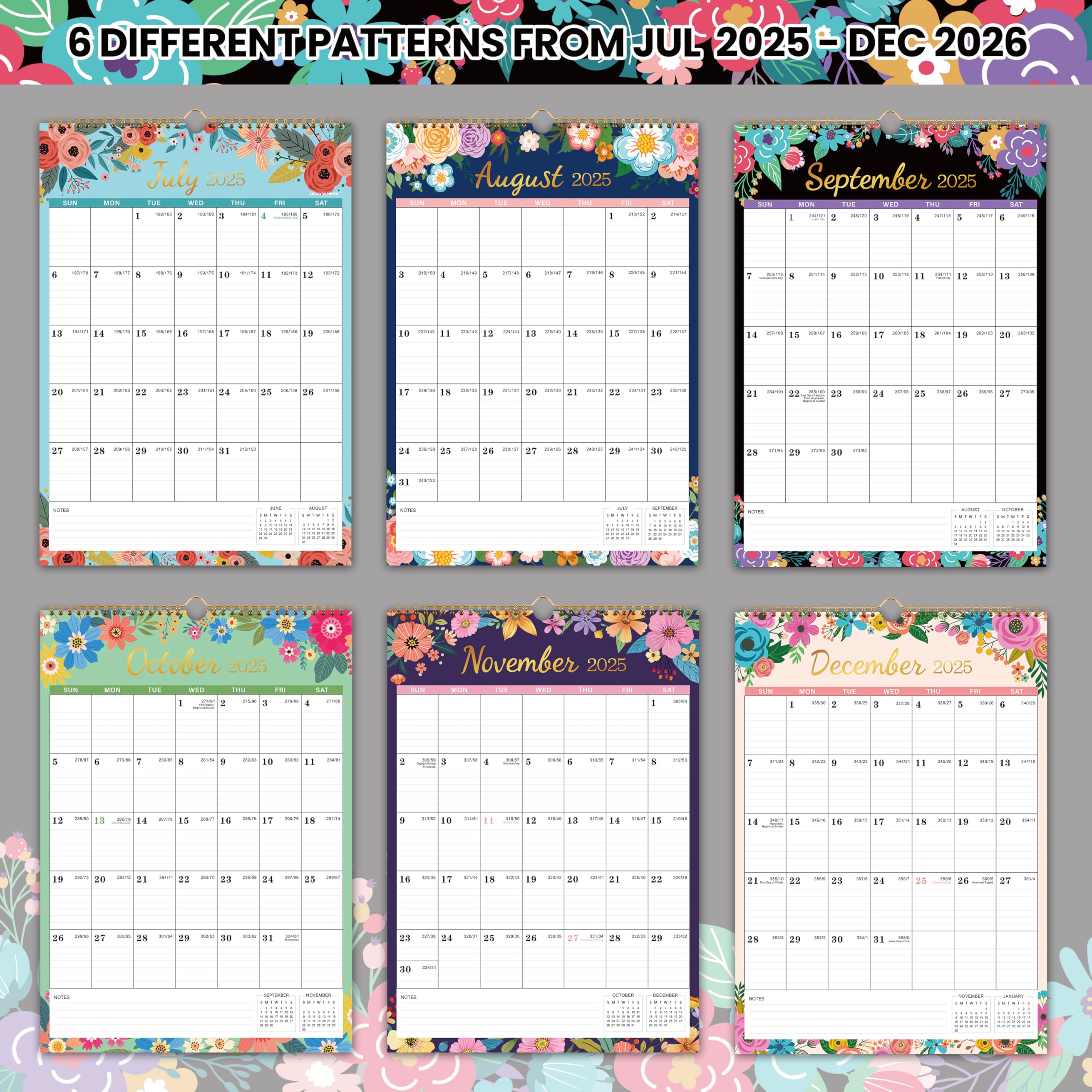 Calendar 2025-2026 Wall - 2025-2026 Calendar, Jul.2025 - Dec.2026, 12 ...