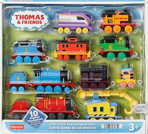 Thomas & Friends Diecast Toy Trains, The Track Team Engine Pack, 10 ...
