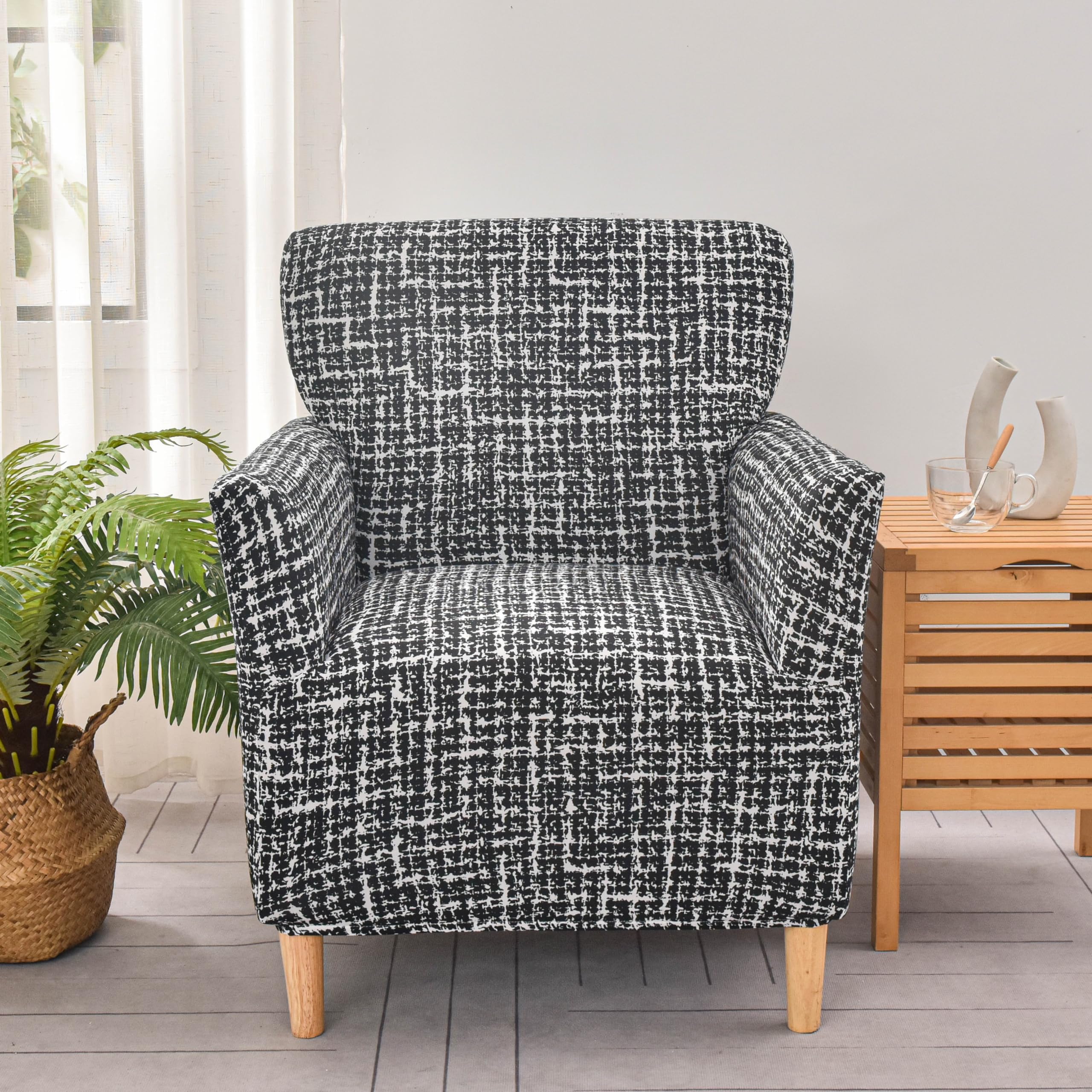 LiveGo Stretch Mid Century Modern Armchair Slipcover 1-Piece Accent ...