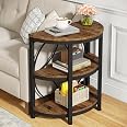 Tribesigns Side Table, Half Circle End Table with Storage Shelf & Metal ...