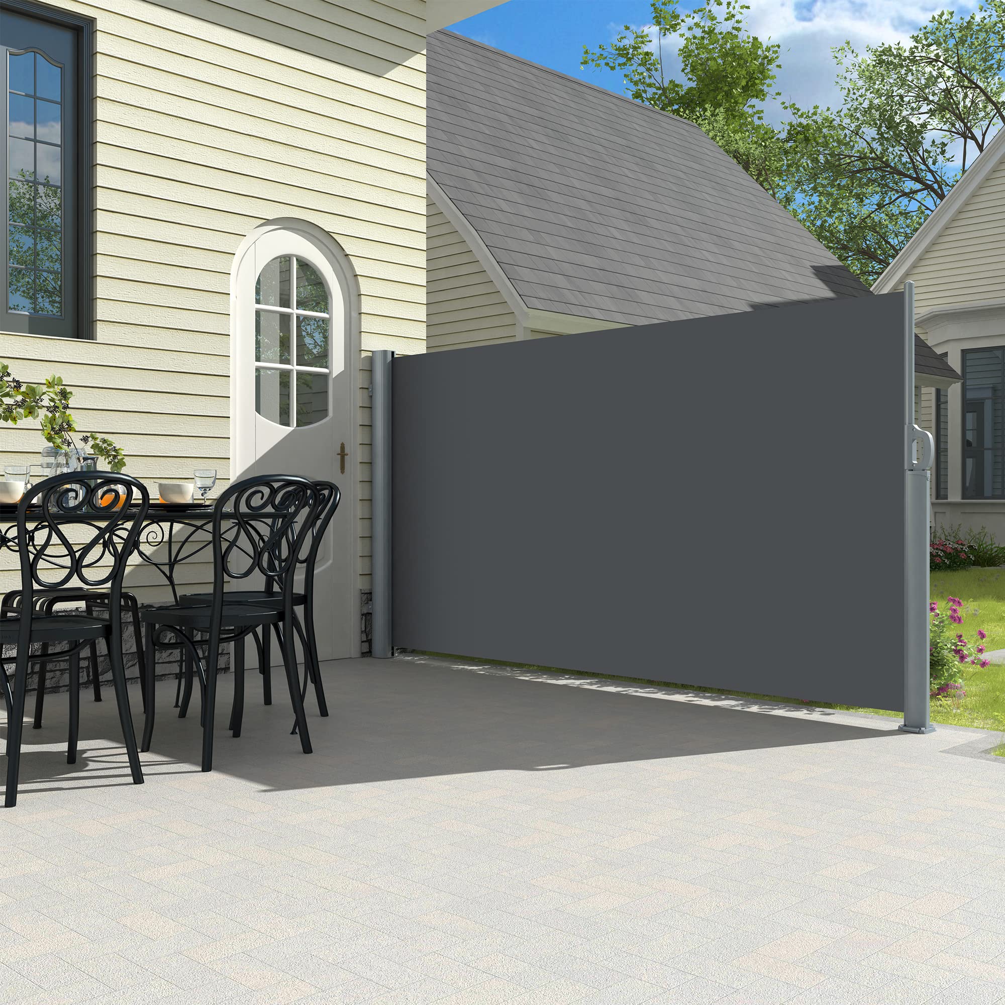 PATISOL 118"x71" Retractable Side Awning Aluminum Patio Outdoor Folding ...