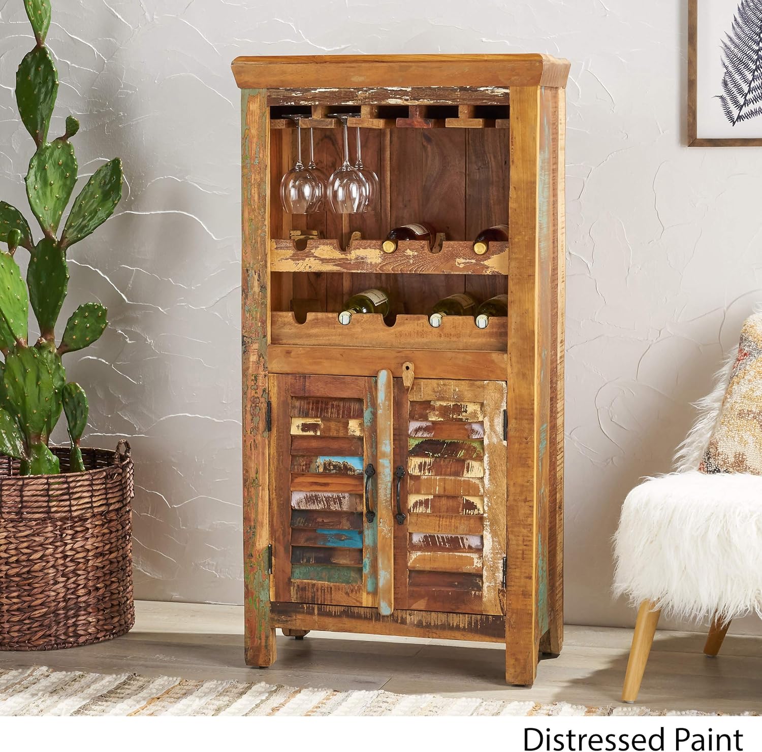 Home Bar Furniture Distressed Paint Sandy Wooden Bar Cabinet Bars ...