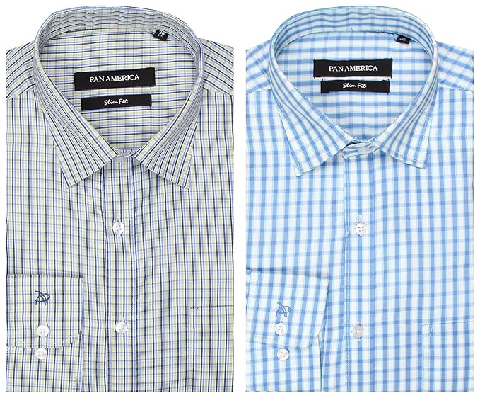 Buy PAN AMERICA Men's Formal Shirt, Set of 2 (PA-24_42, Multi-Coloured ...