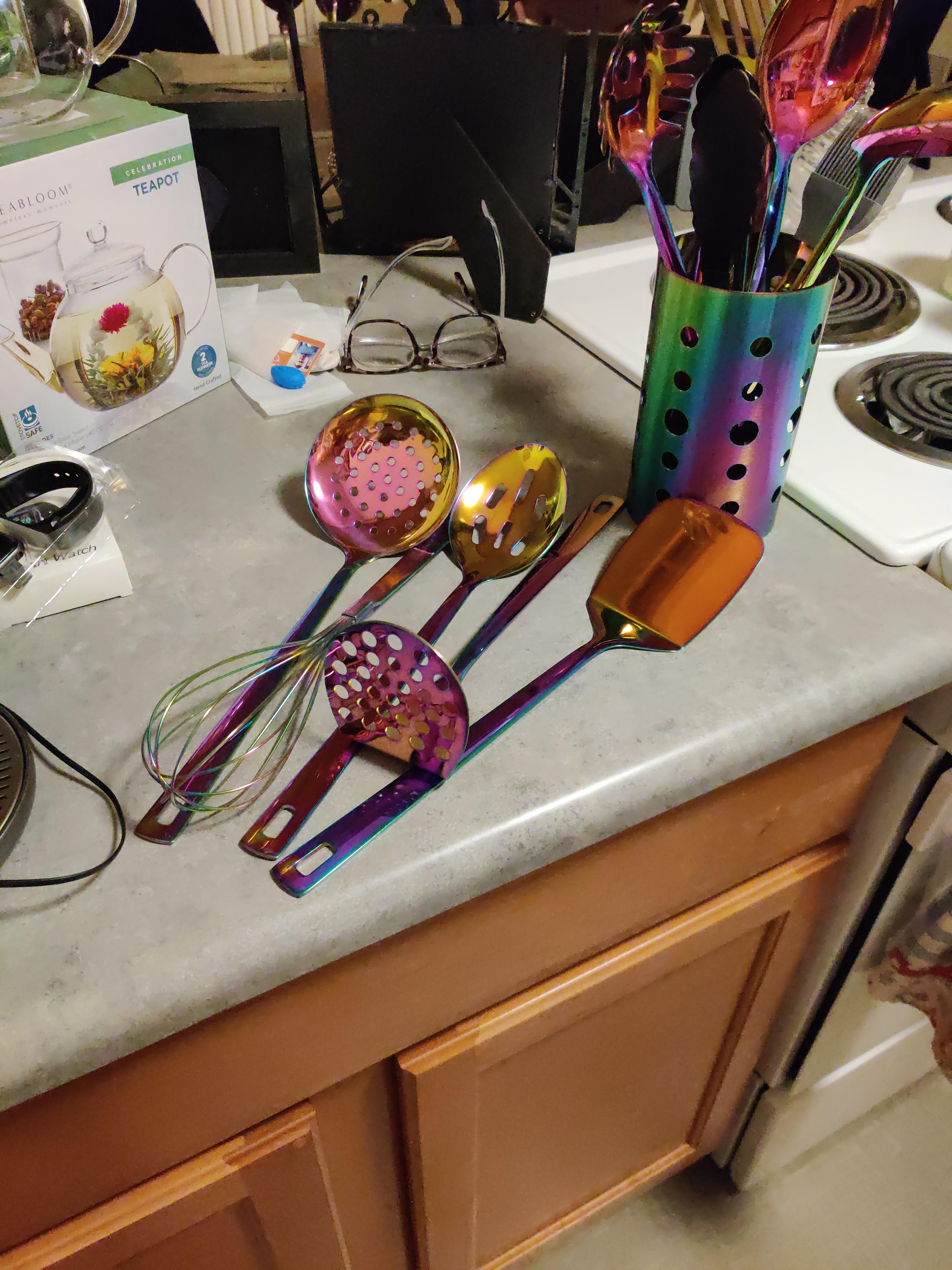 $1/mo - Finance Rainbow Spatulas, Stainless Steel Solid Turner Titanium ...