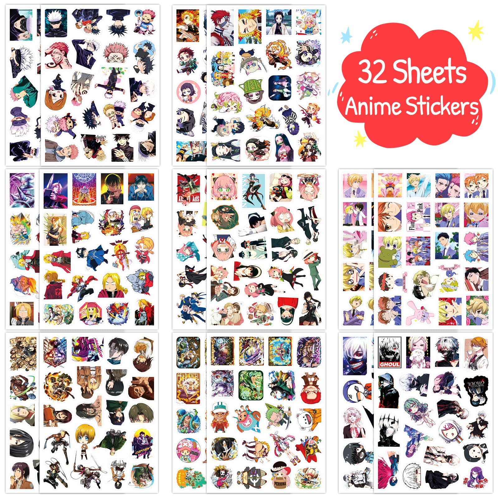 Mua 640Pcs Anime Stickers Mixed Pack, Vinyl Waterproof Anime Stickers ...