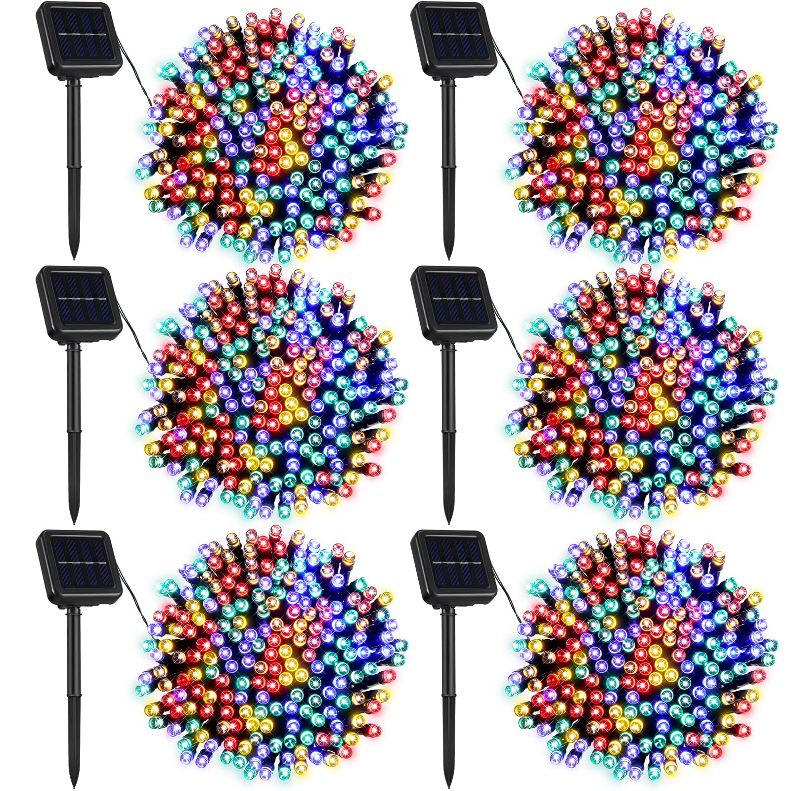 Reginary 6 Pack Christmas Solar Power String Lights Outdoor 200 LED 72 ...