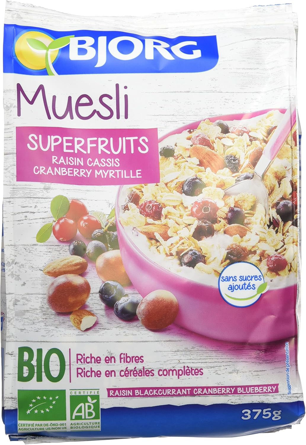 Bjorg Cereales Muesli con Frutos del Bosque, sin Azúcar - Paquete de 12 ...