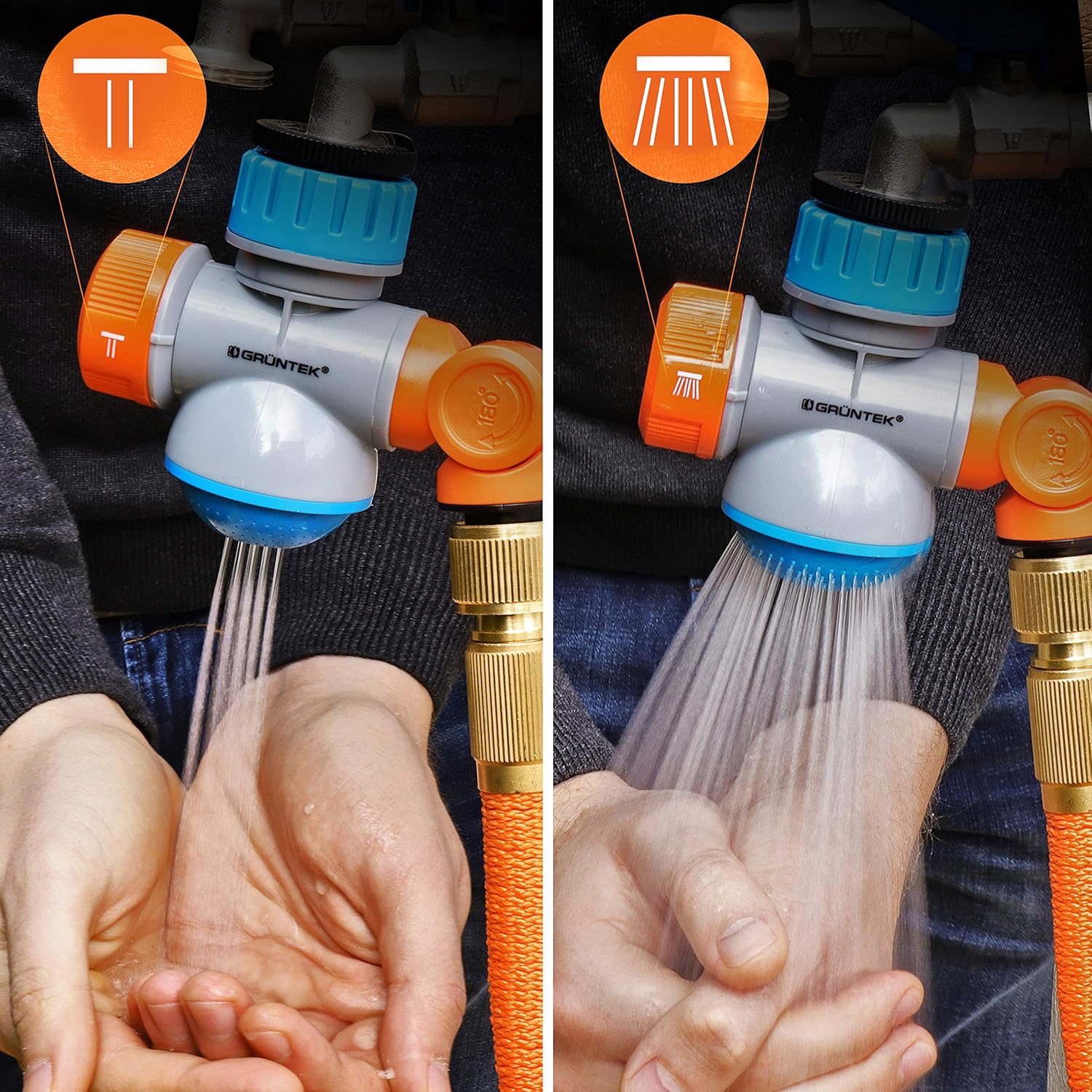 GRÜNTEK Multifunction tap adapter with flexible hose coupling and tap ...