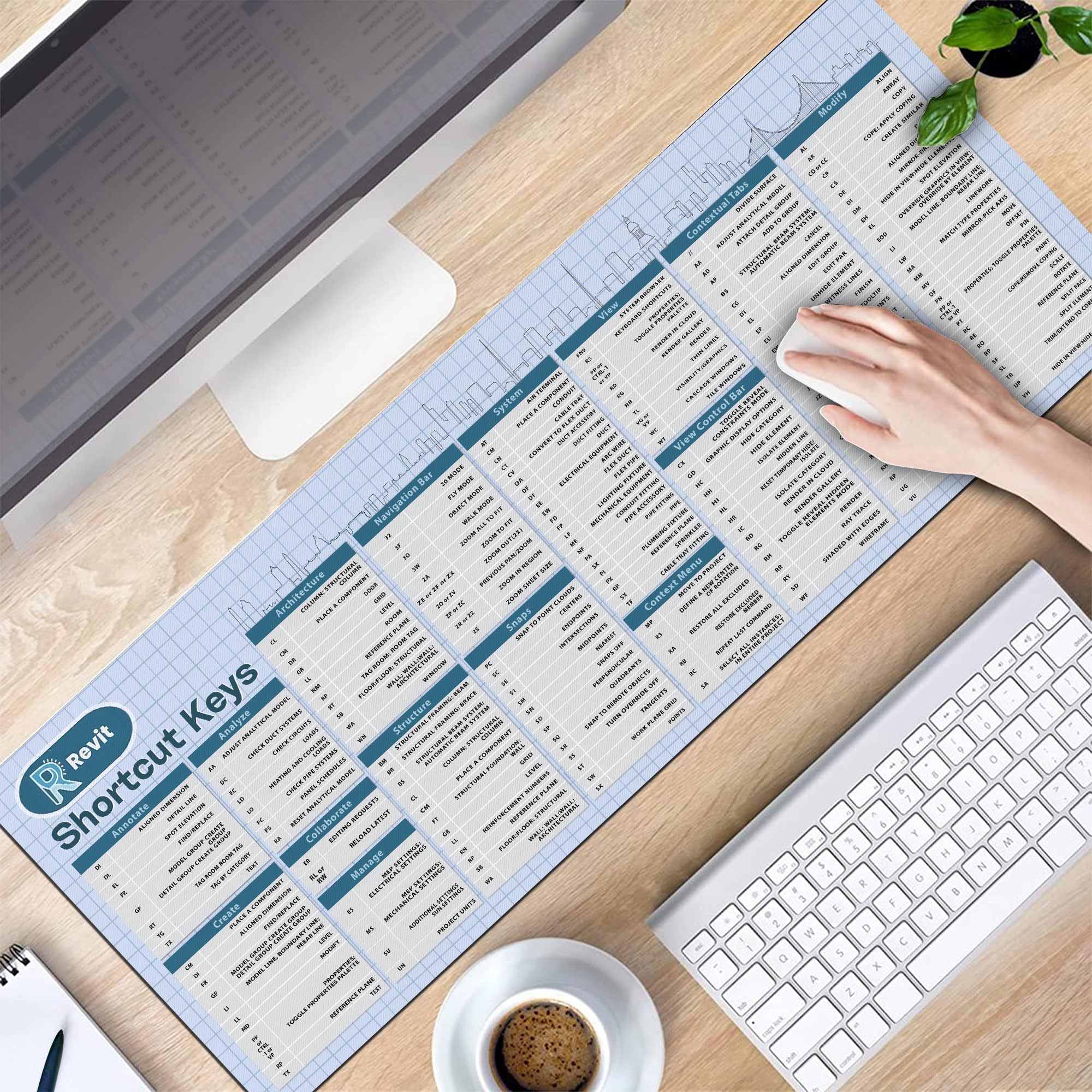 Mua Autodesk Revit Shortcut Keys Mouse Mat, Revit Cheat Sheet Revit Quick Reference Extra Large ...