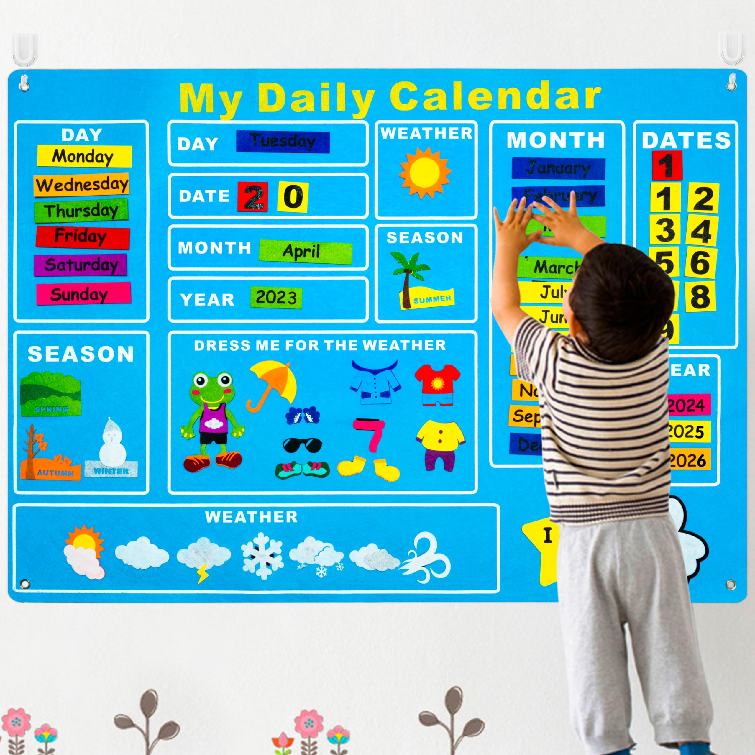 Mua WATINC My First Daily Calendar Felt-Board for Kids 3.5Ft 70Pcs All ...