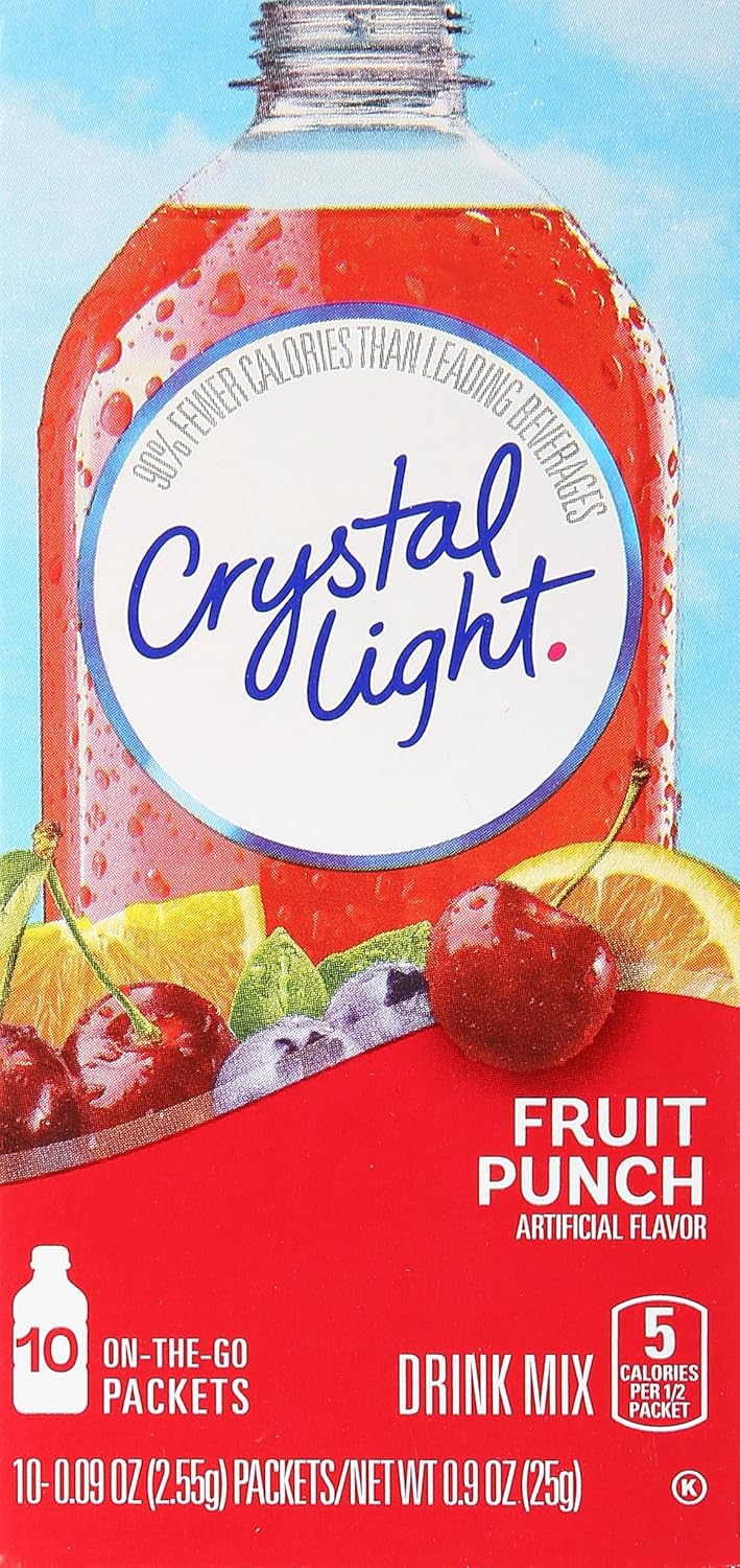CRYSTAL LIGHT FRUIT PUNCH DRINK MIX ON THE GO 10 PACKET BOX AMERICAN ...