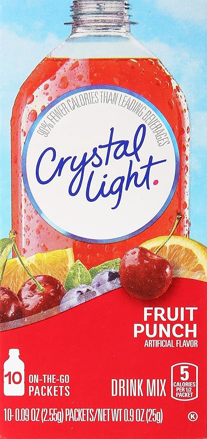 CRYSTAL LIGHT FRUIT PUNCH DRINK MIX ON THE GO 10 PACKET BOX AMERICAN ...