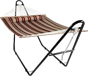 Amazon.com : Sunnydaze Quilted Double Hammock with Stand - Large 2 ...
