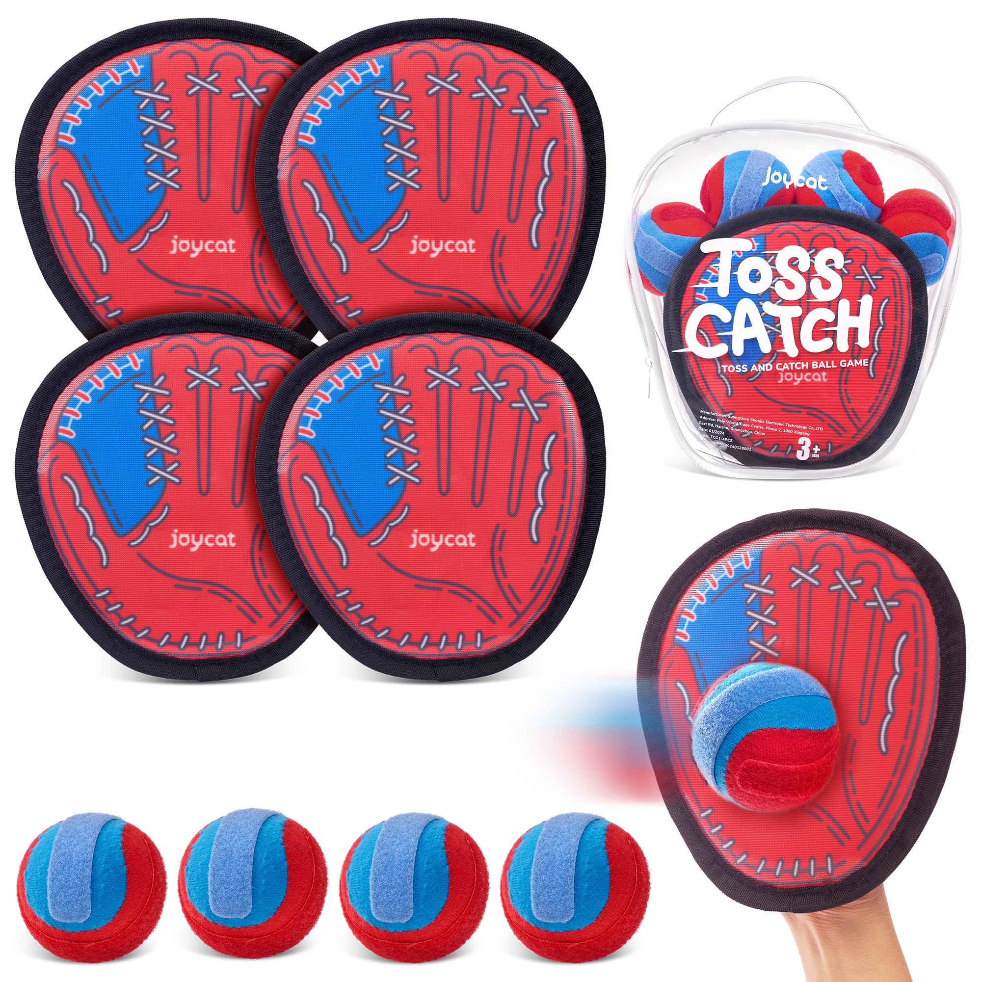 JoyCat Toss and Catch Ball Set,Toddler Kids Baseball Glove Sticky Mitt ...