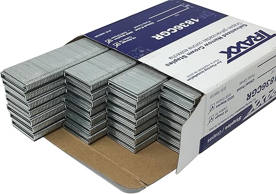 18 Gauge Narrow Crown Staples - 1/4" Crown Galvanized Staples - 18 Gauge Flooring Staple ...