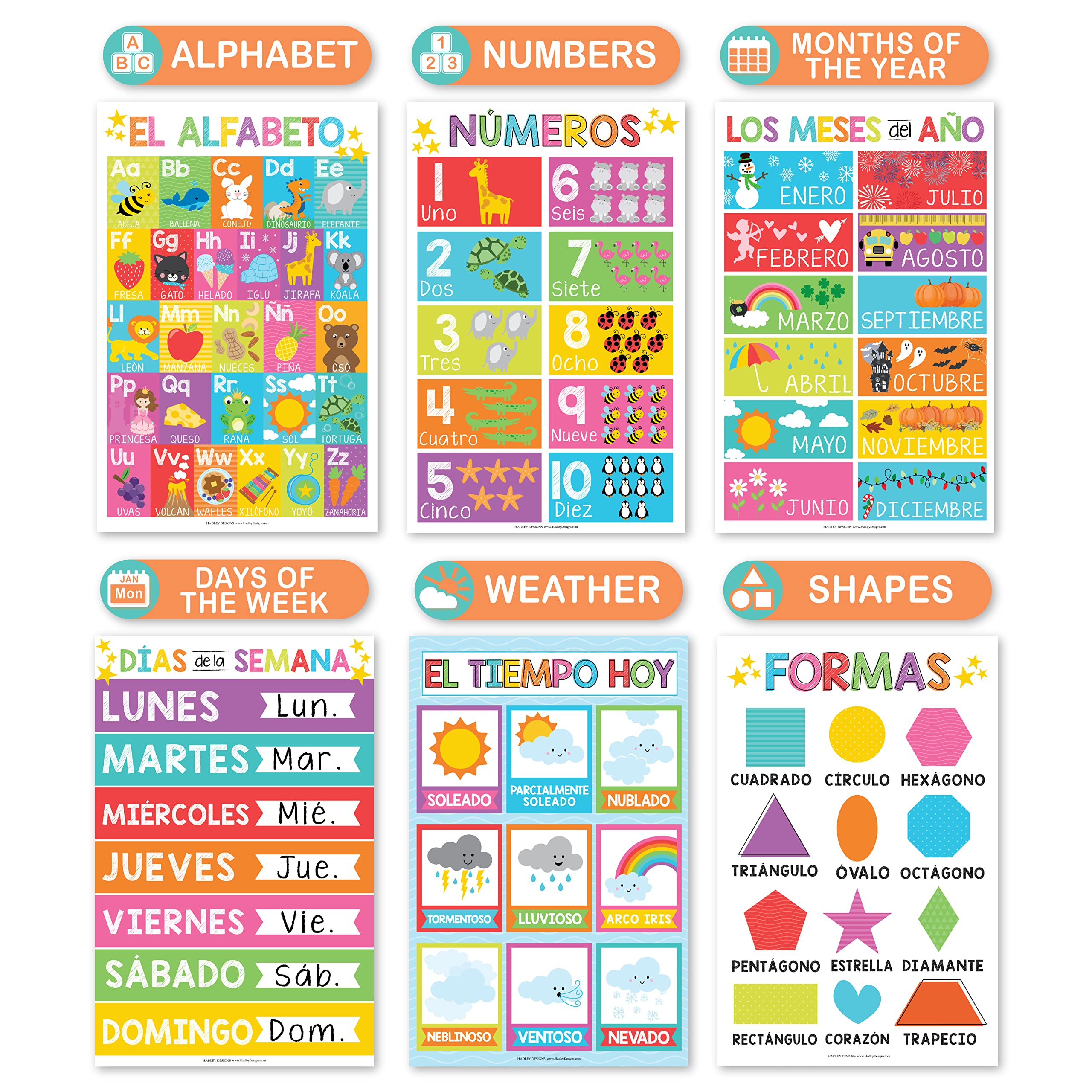 Mua 12 Colorful Spanish Educational Posters For Toddlers Spanish ...