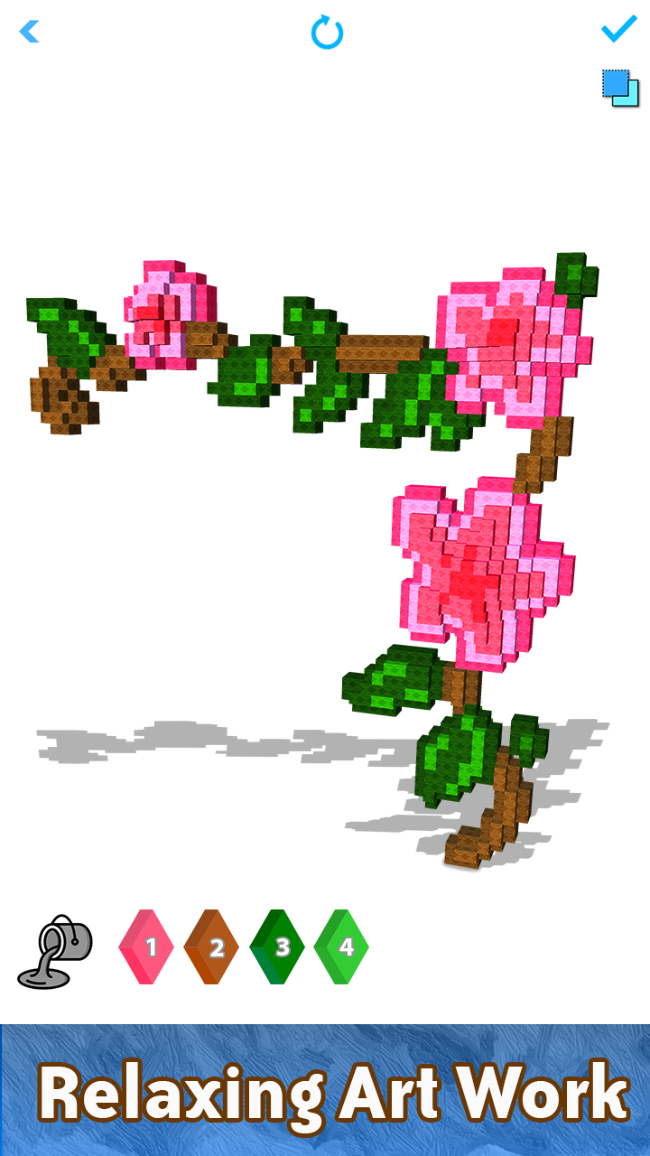 Flower Voxel - 3D Color by Number, Pixel Art 3D Coloring Book:Amazon.co ...