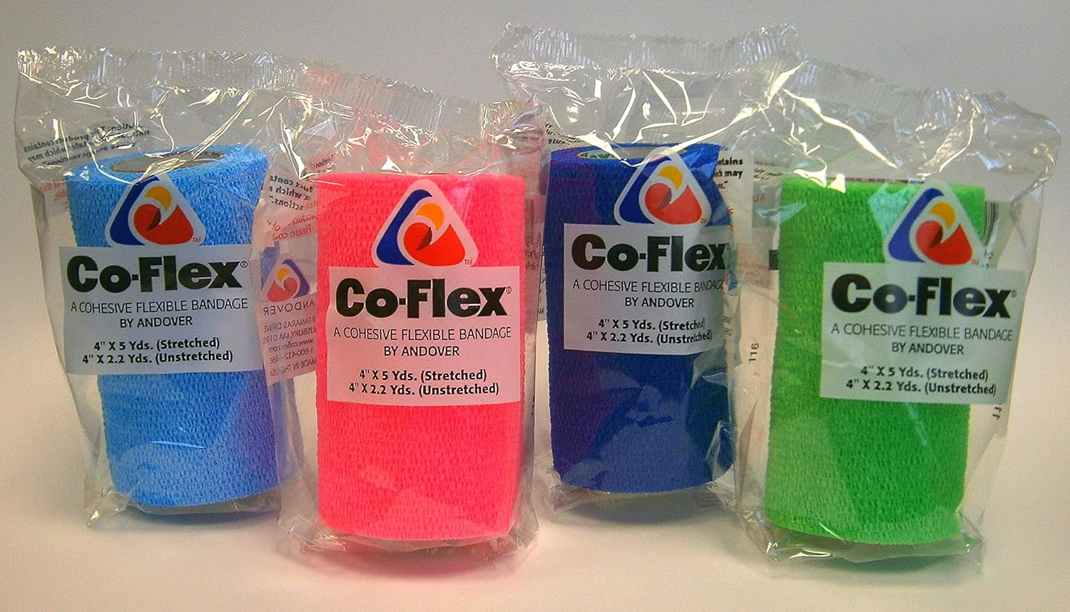 Co-Flex 4 Inch Cohesive Flexible Bandage 4" x 5 Yards (Pack of 4 Rolls ...