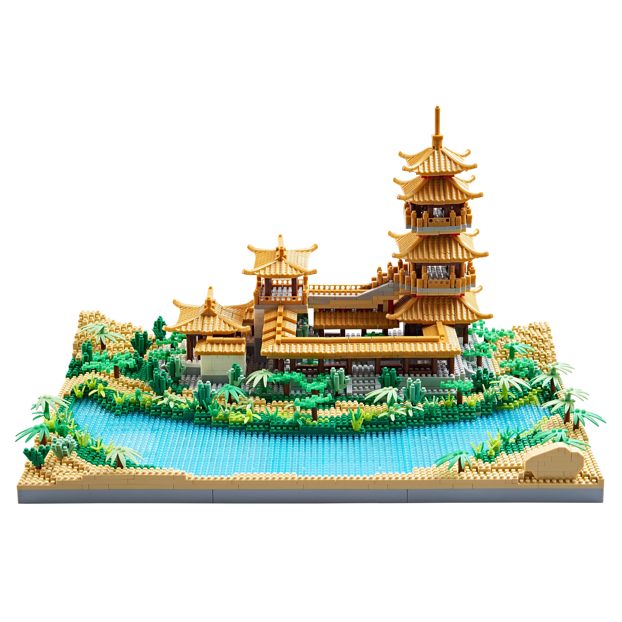 JXRLMB Micro Building Blocks Set for Adults Chinese Architecture Crescent Moon Spring Mini ...