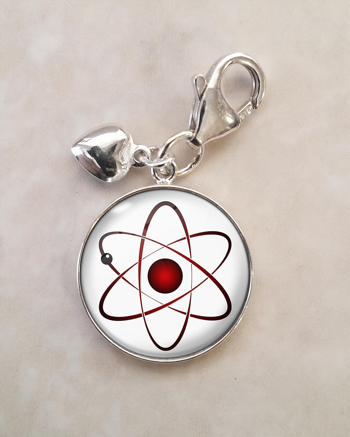 Amazon.com: Atom Atomic Model Physics .925 Sterling Silver Charm: Handmade