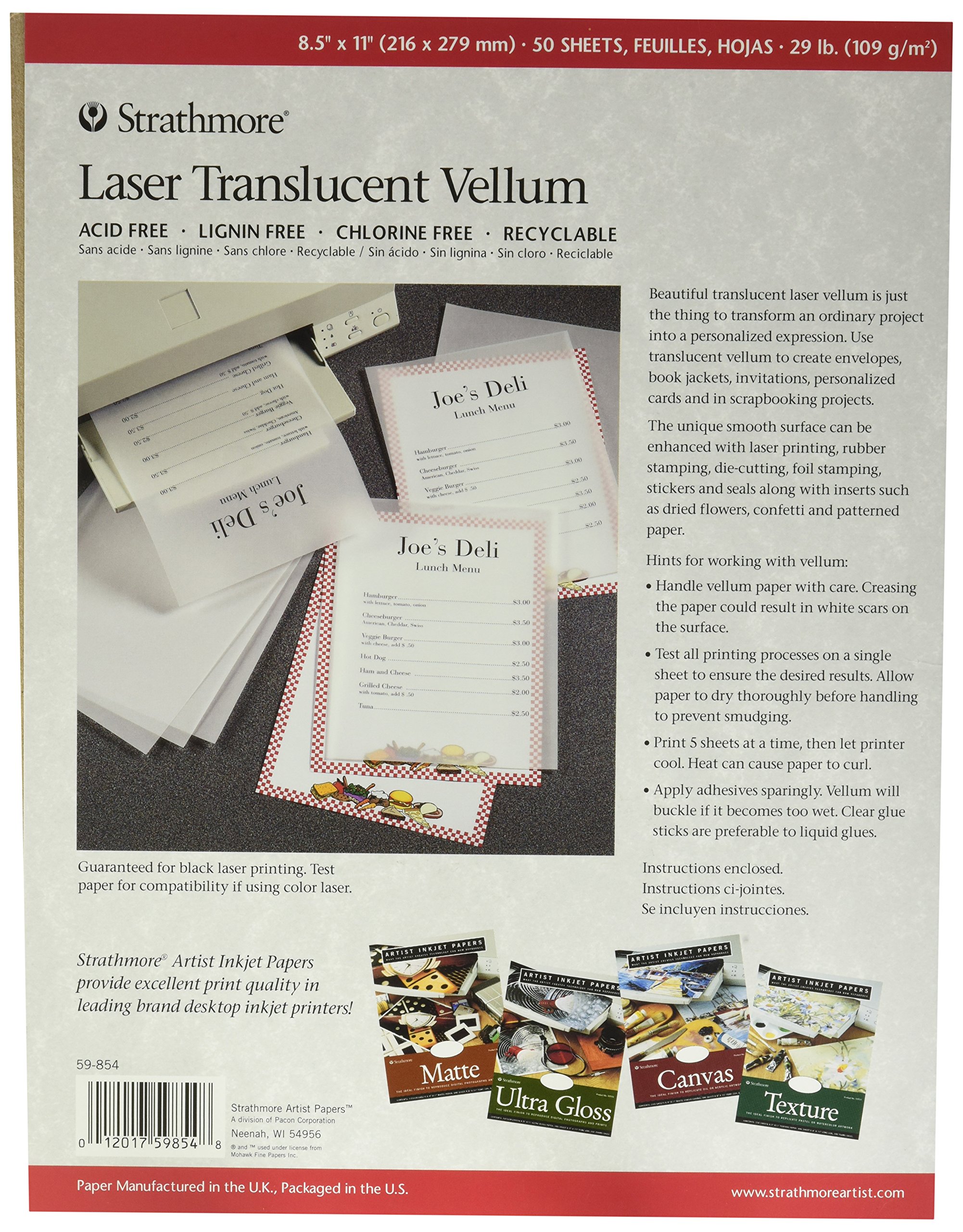 Mua Strathmore 59-854 Laser Vellum Inkjet Paper, 8.5"x11", 50 Sheets ...