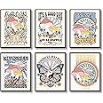 Amazon.com: Hippie Wall Art Retro Wall Decor Prints Set of 6 Hippie Flower Canvas 60s 70s ...