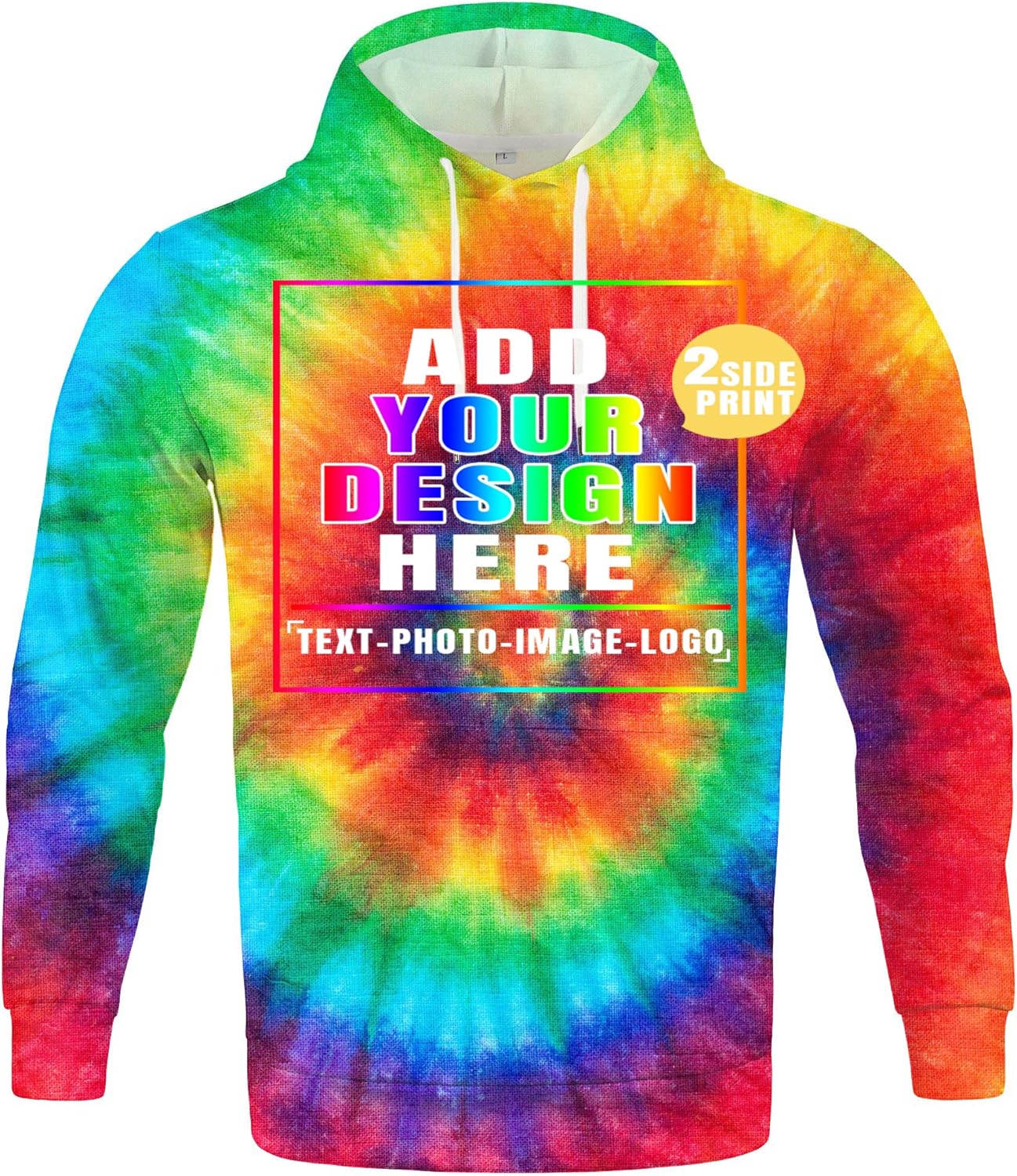 Amazon.com: Custom Hoodies for Men Women Tie Dye 3D Cool Pullover ...