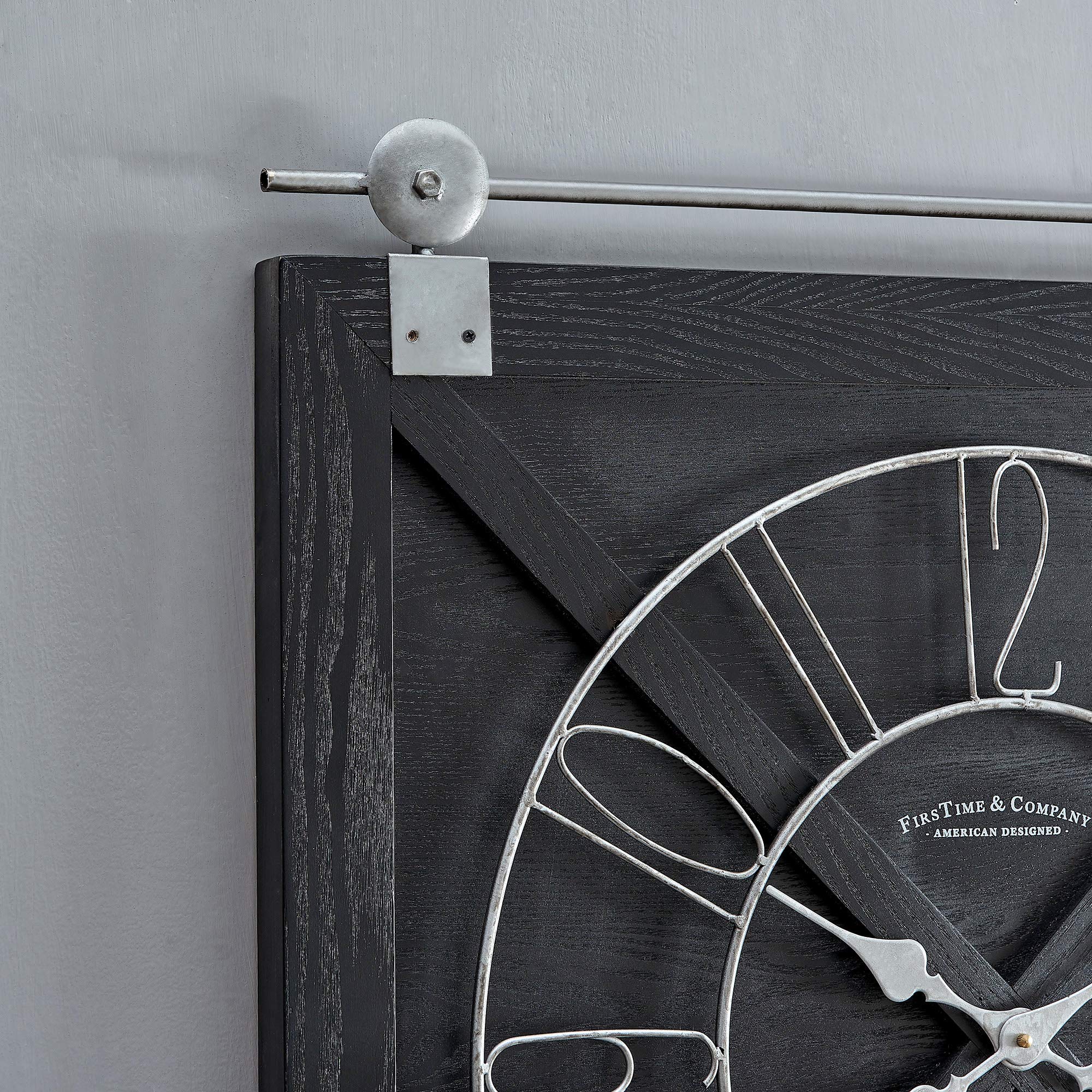 Mua Black Farmstead Barn Door Wall Clock for Home Office, Kitchen ...