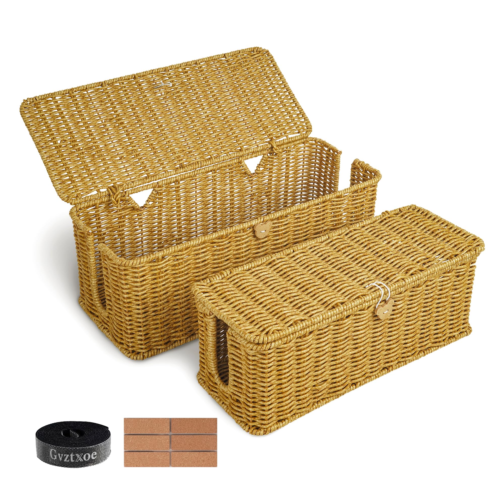 Cable Management Box, Upgrade 2PCS Large & Extra Large Cable Organizer ...
