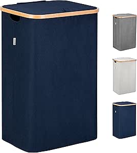 Amazon.com: Lonbet - Blue Laundry Baskets with Lid - XXL 100 Litres ...